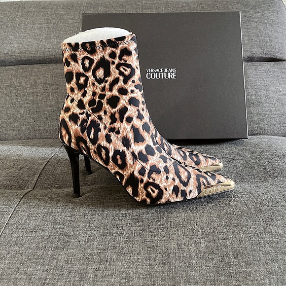 Versace | Shoes | Versace Jeans Couture Leopard Print Boots | Poshmark